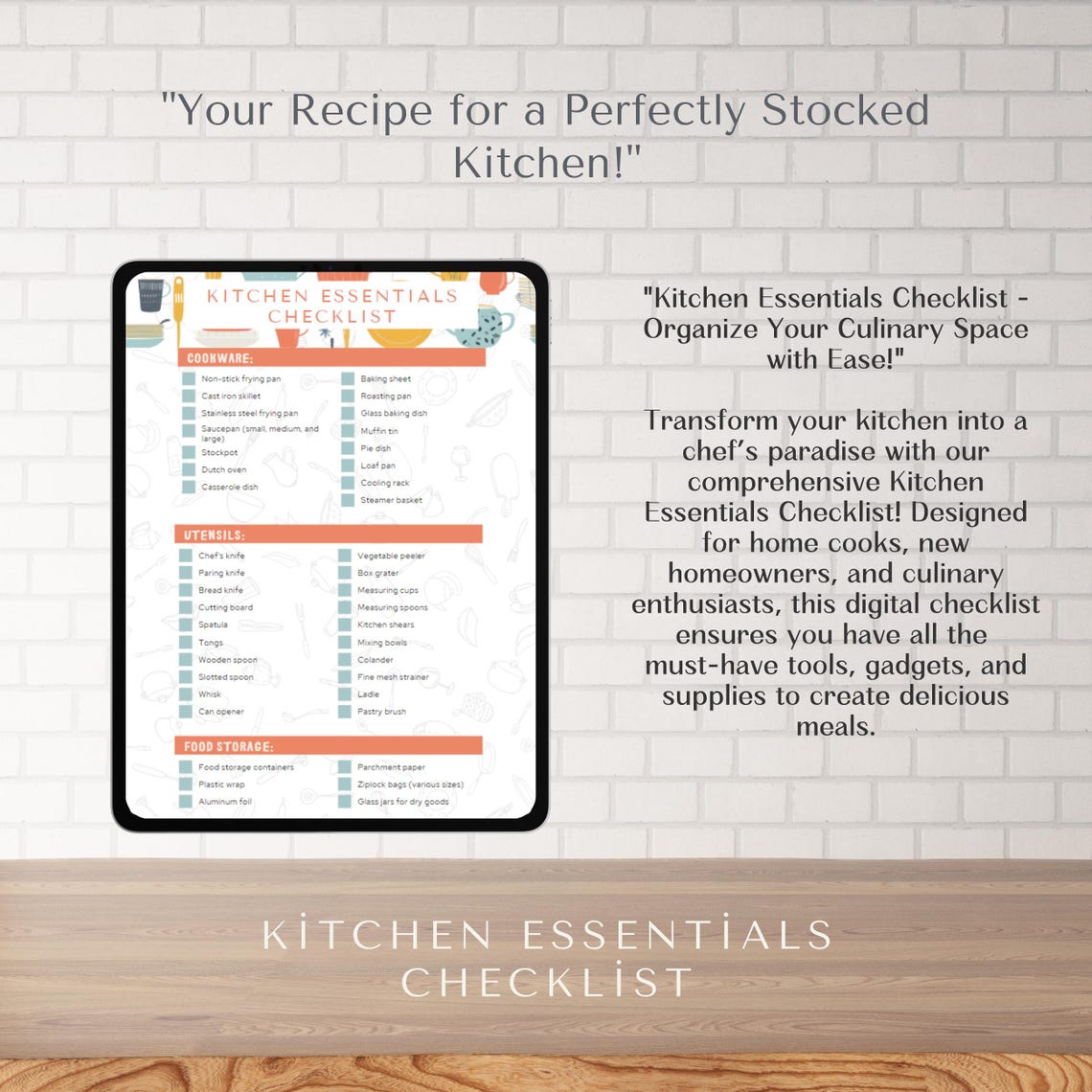 Kitchen Essentials Checklist, Kitchen Equipment Checklist, Must Haves ...