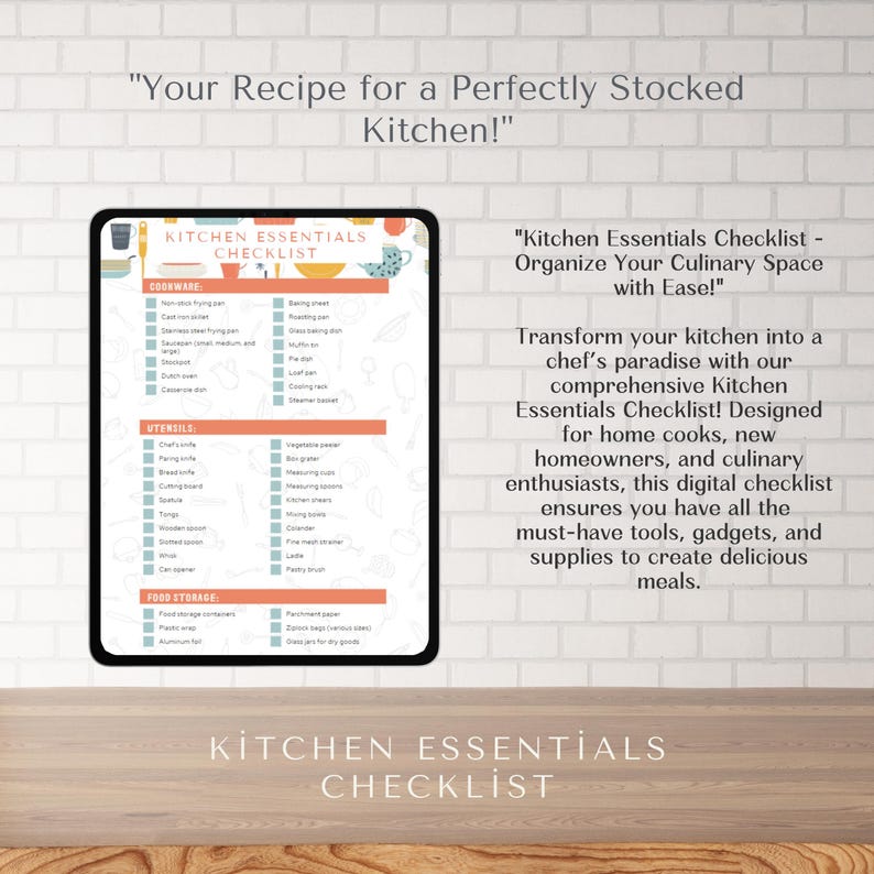Kitchen Essentials Checklist, Kitchen Equipment Checklist, Must Haves ...