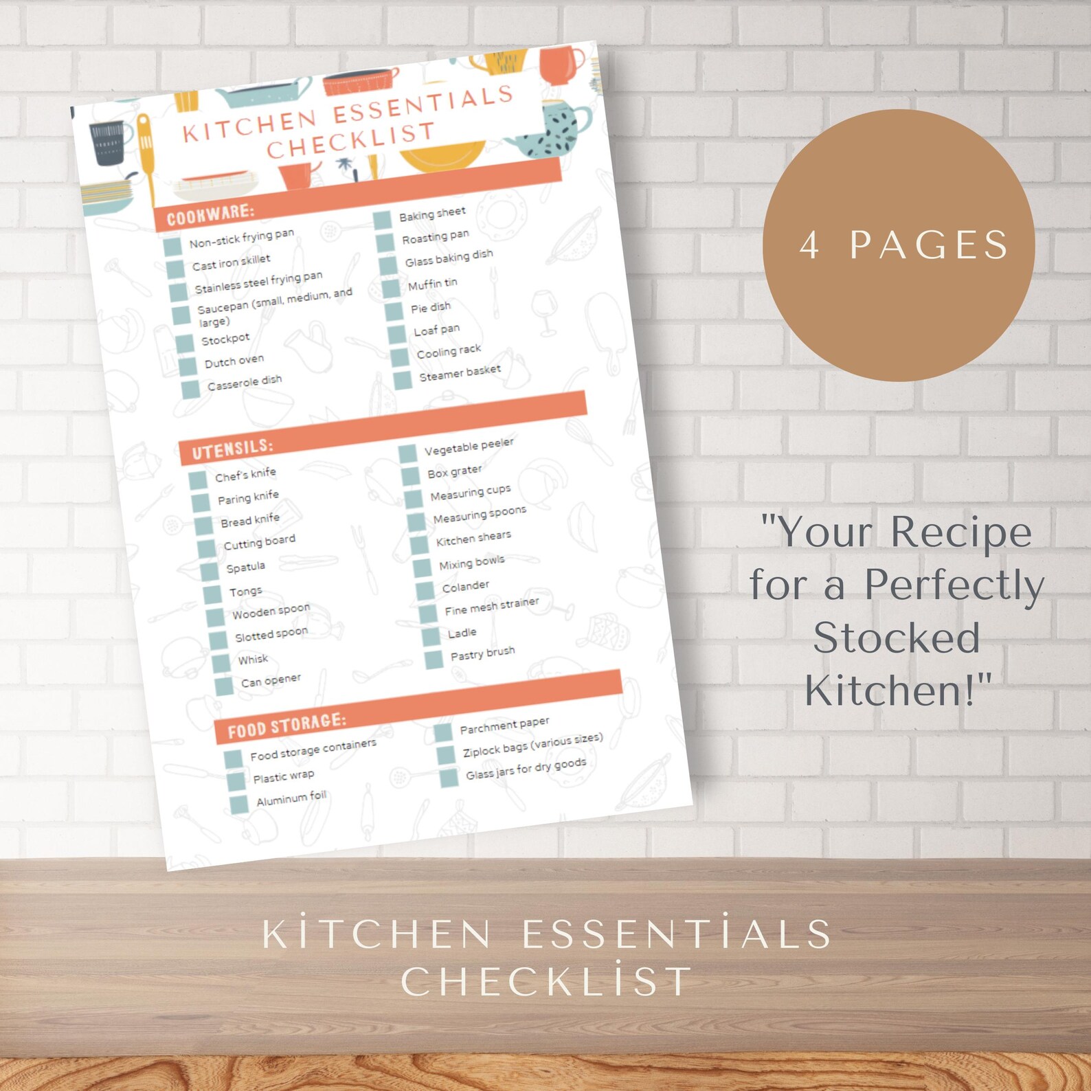 Kitchen Essentials Checklist, Kitchen Equipment Checklist, Must Haves ...