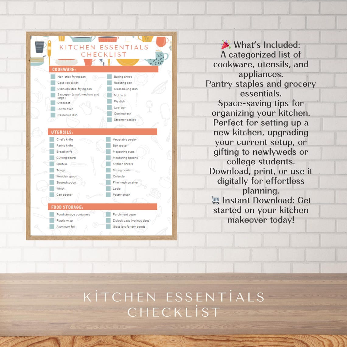 Kitchen Essentials Checklist, Kitchen Equipment Checklist, Must Haves ...