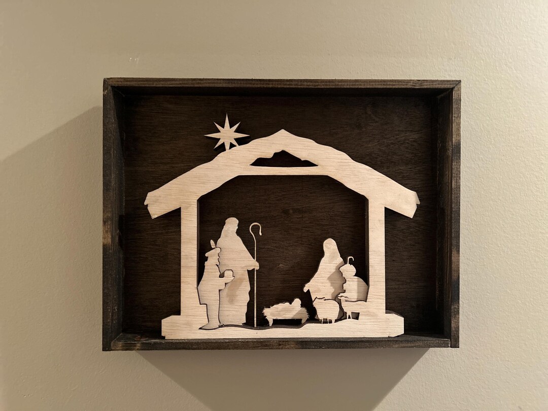 Lighted Wooden Nativity Scene Shadow Box | Rustic Christmas Décor ...