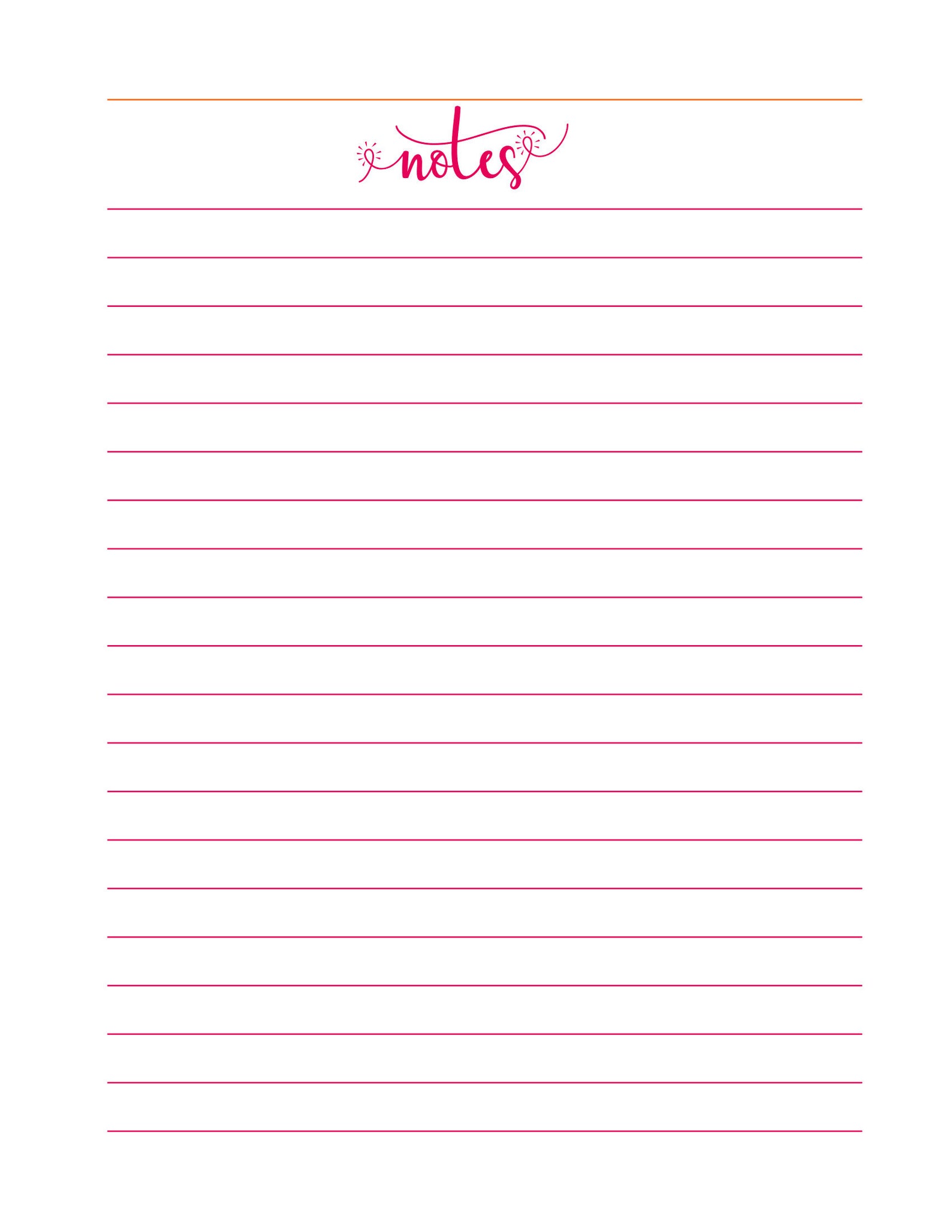PRINTABLE Lined Notes Insert | Note Pad | Colorful Planner Insert | Big ...