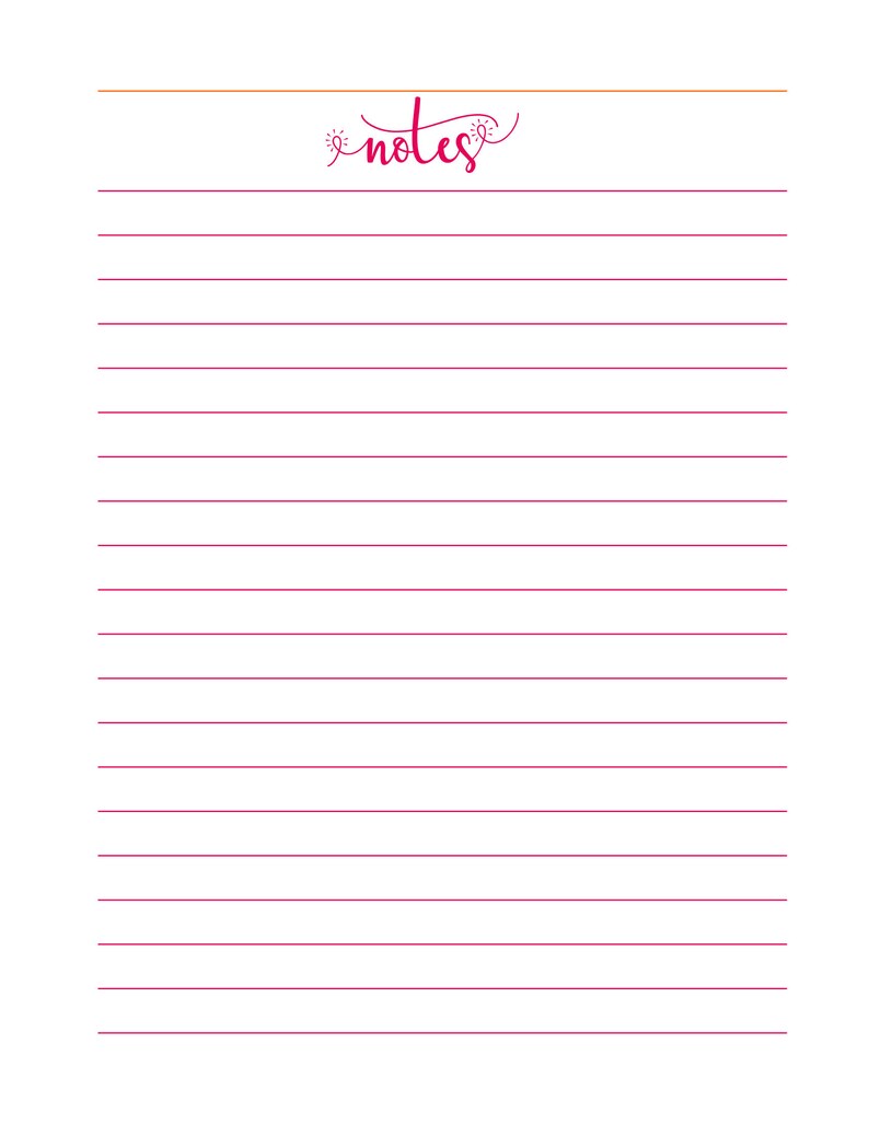 PRINTABLE Lined Notes Insert Note Pad Colorful Planner Insert Big ...