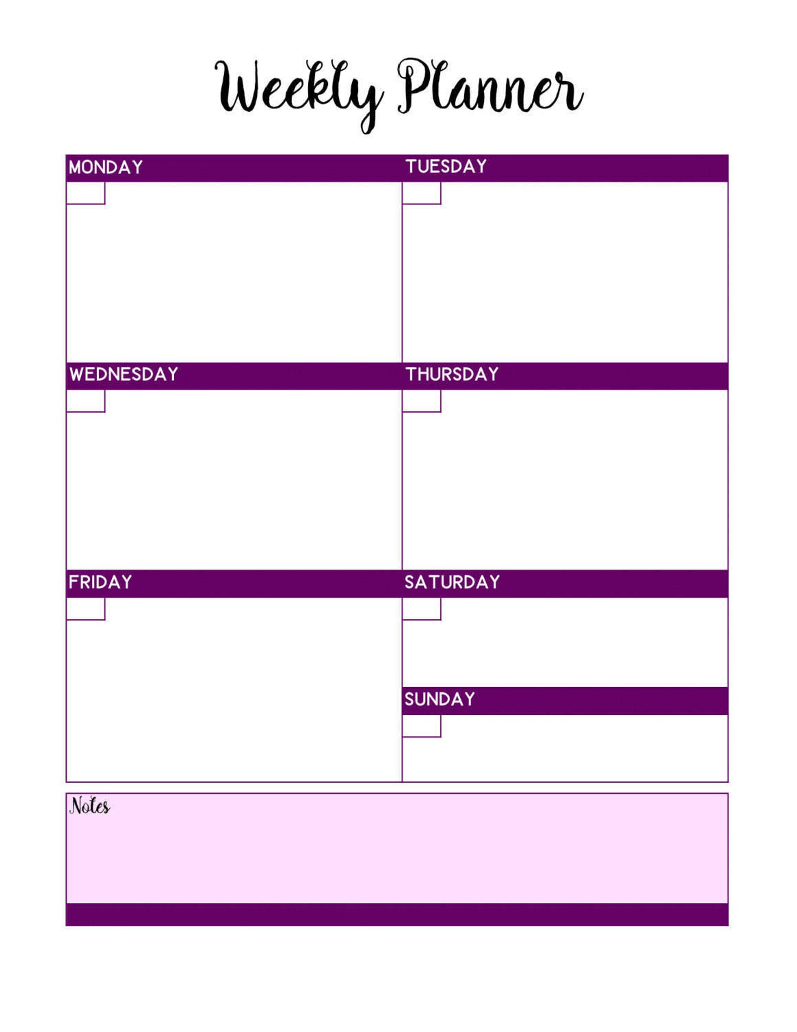 PRINTABLE Weekly Blank Planner Pages | Planning Calendar | Big Happy ...