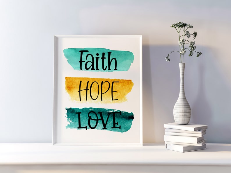 WALL ART | Faith Hope Love | PRINTABLE Bible Quote | Nursery Decor ...