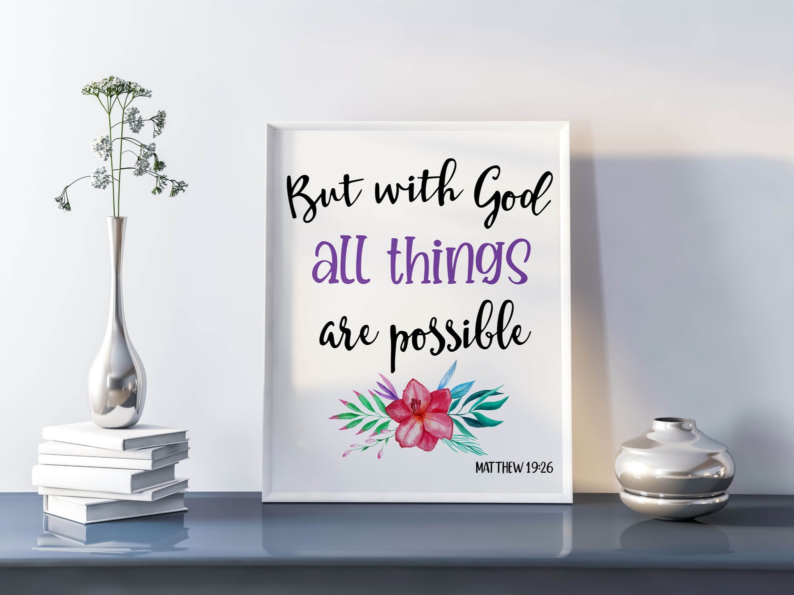 WALL ART | Printable Bible Verse | but With God All Things Are Possible ...