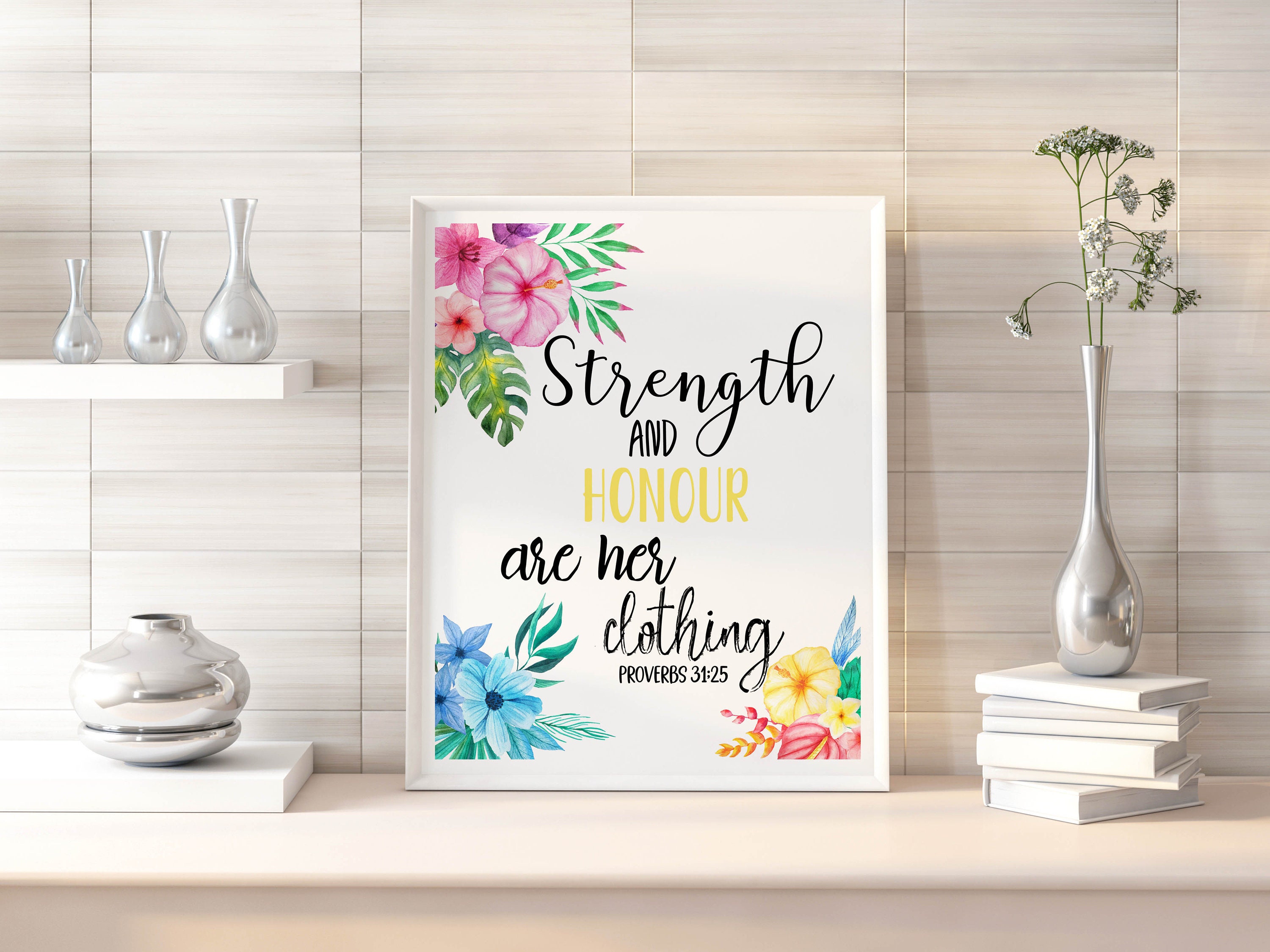 WALL ART Printable Bible Verse Strength and Honour Are Her - Etsy