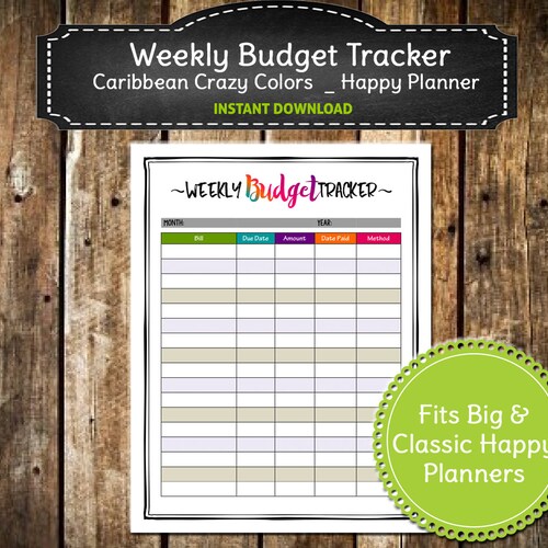 Weekly Budget Planner PRINTABLE Bill Payment Planner Insert - Etsy