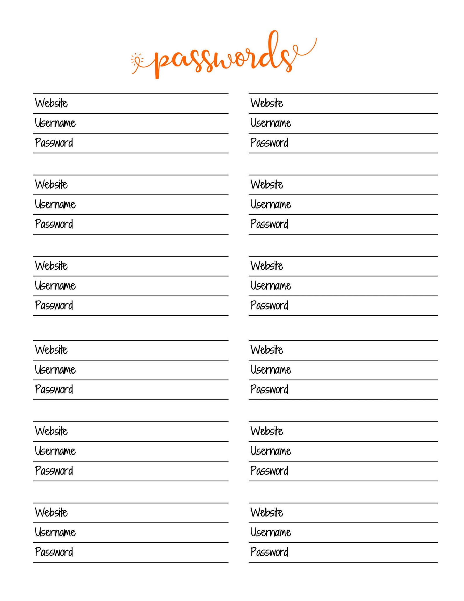 PRINTABLE Password Tracker | Password Log | Password Journal | Letter ...