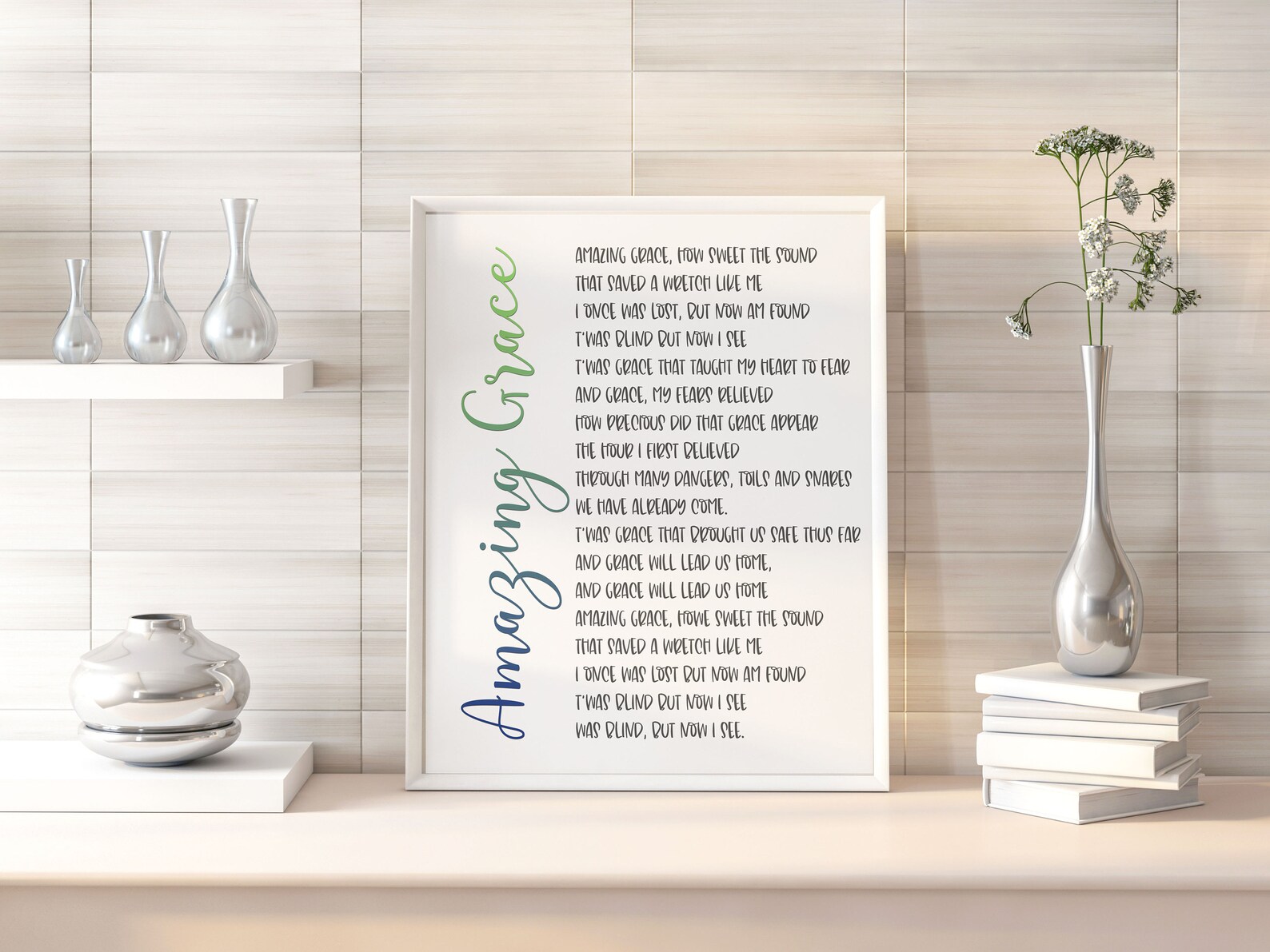 Amazing Grace Song Lyrics Christian Hymn Art Print Inspirational Print ...