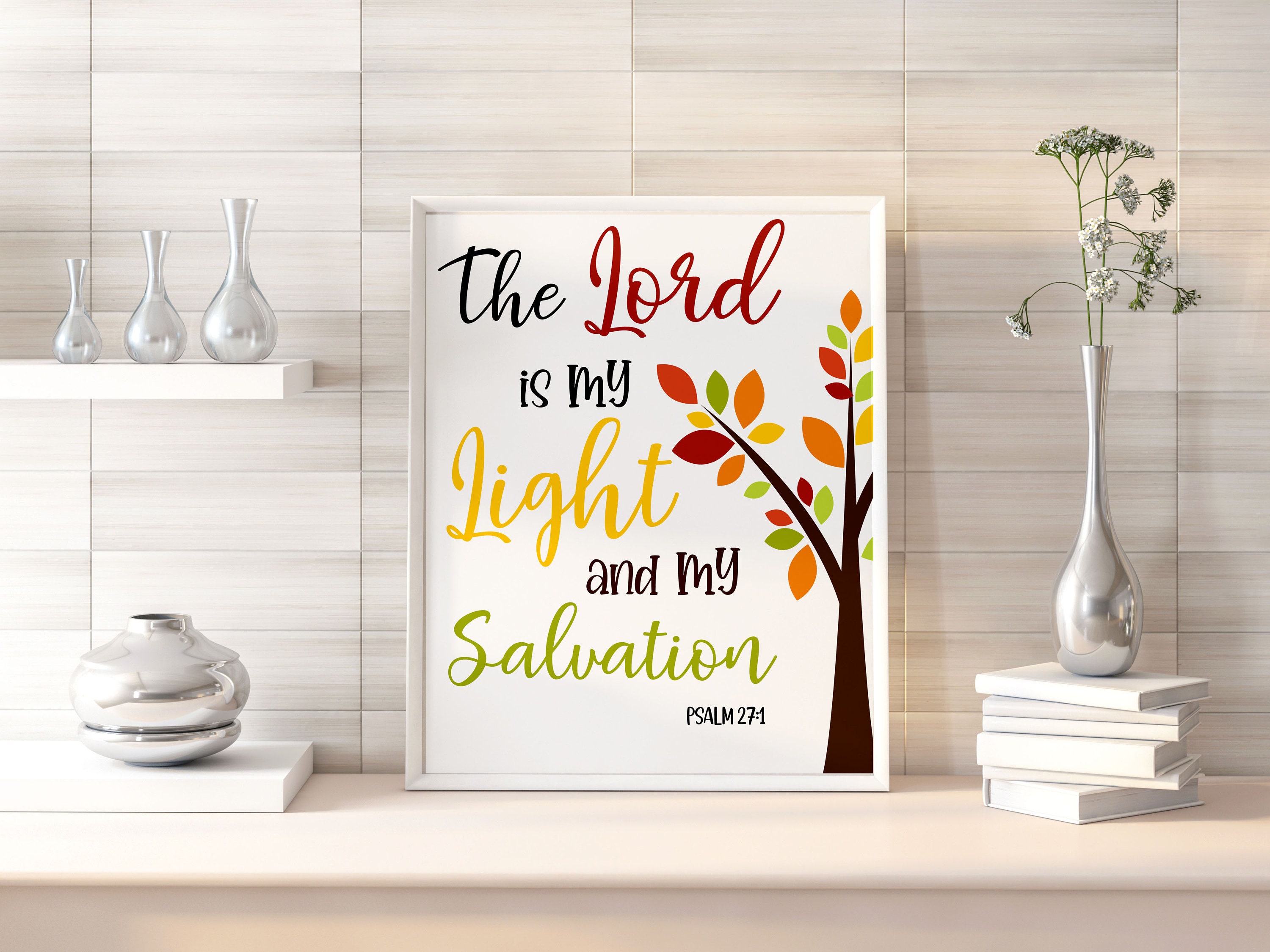 WALL ART Printable Bible Verse the Lord is My Light and My - Etsy