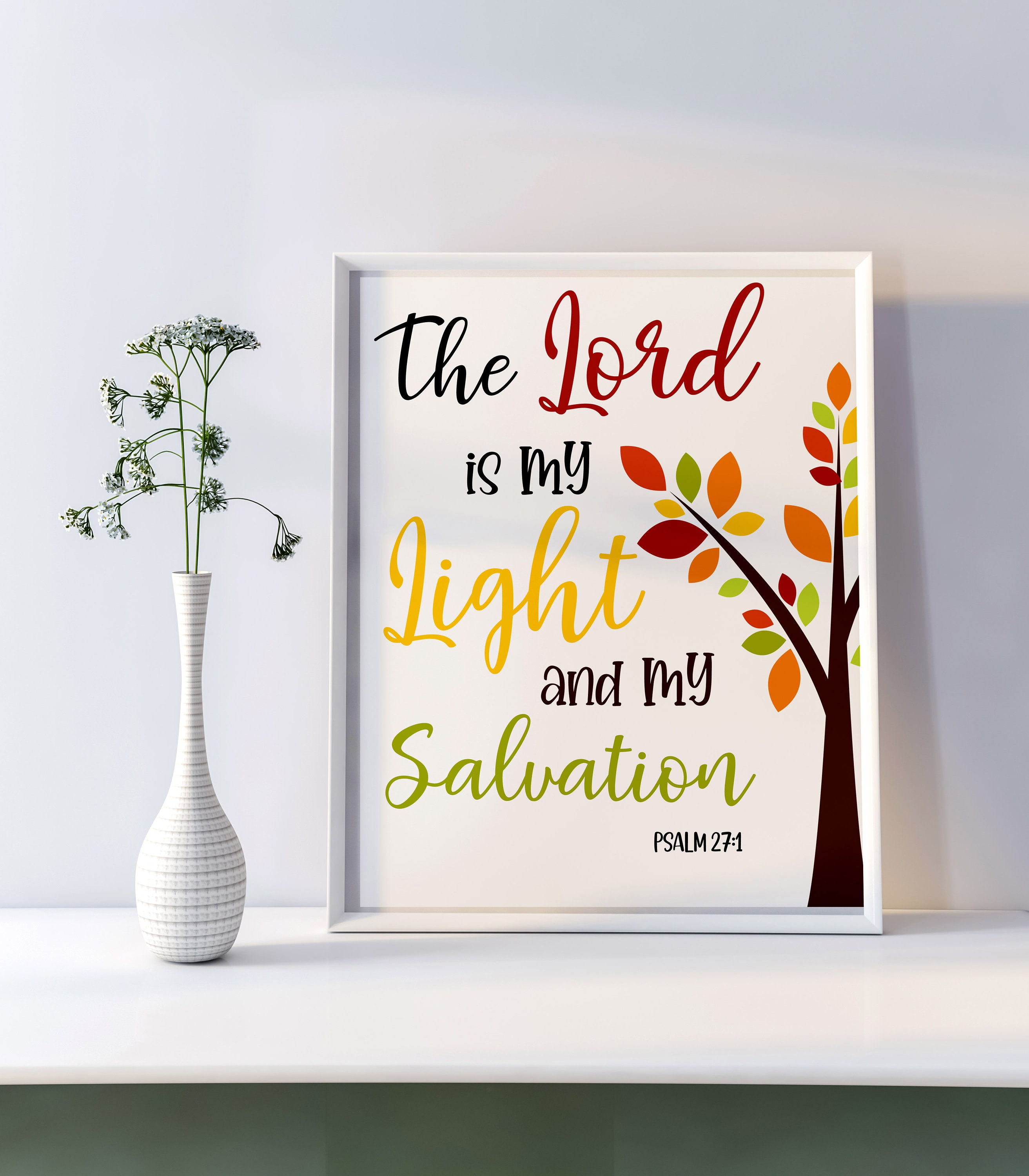 WALL ART Printable Bible Verse the Lord is My Light and My - Etsy