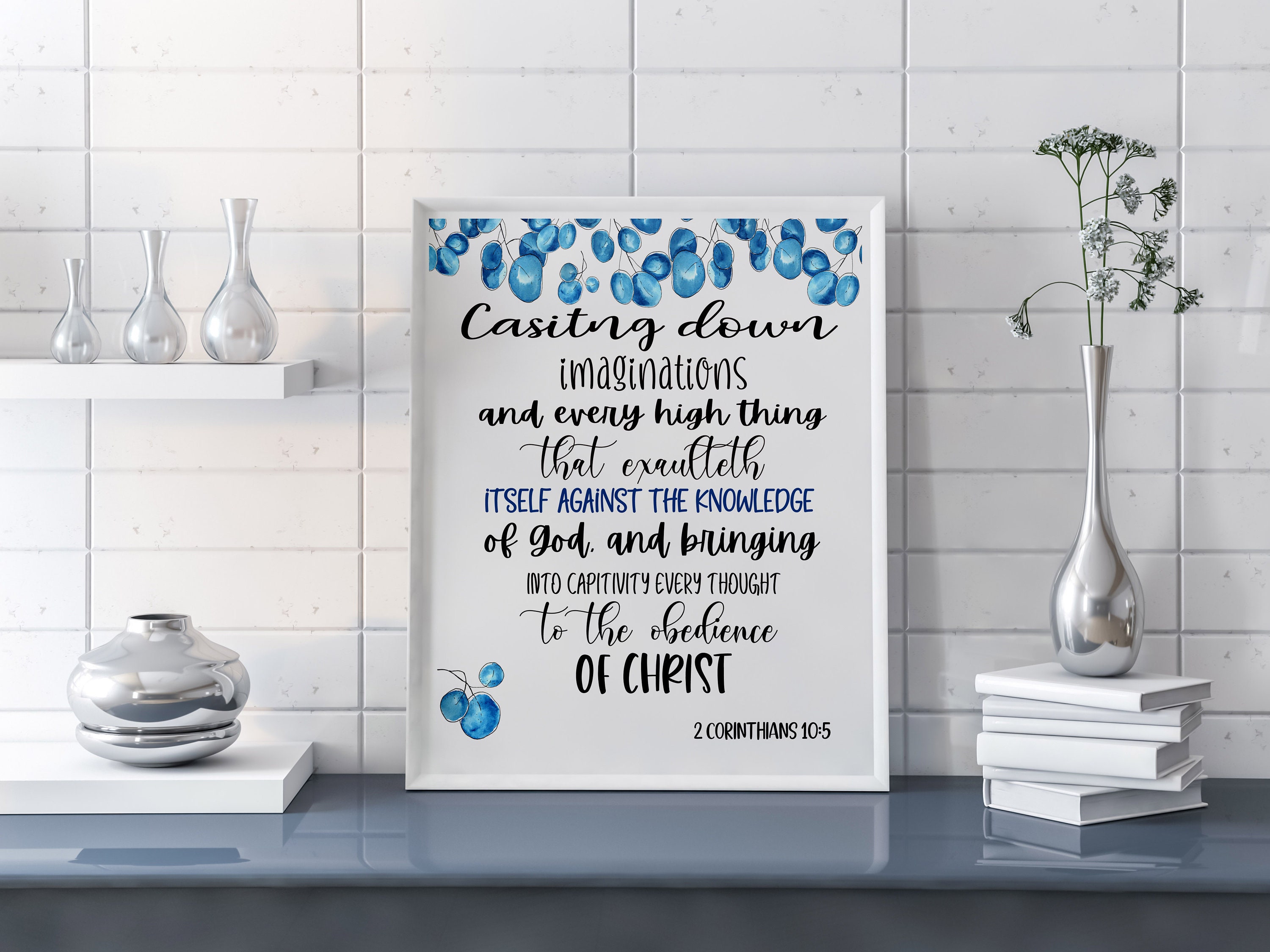 WALL ART | Bible Verse Printable | Casting Down Imaginations | KJV ...