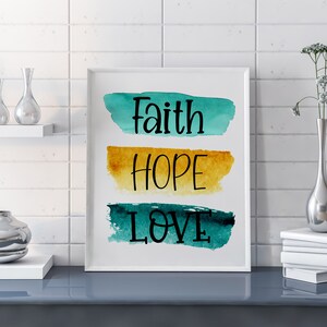 WALL ART | Faith Hope Love | PRINTABLE Bible Quote | Nursery Decor ...