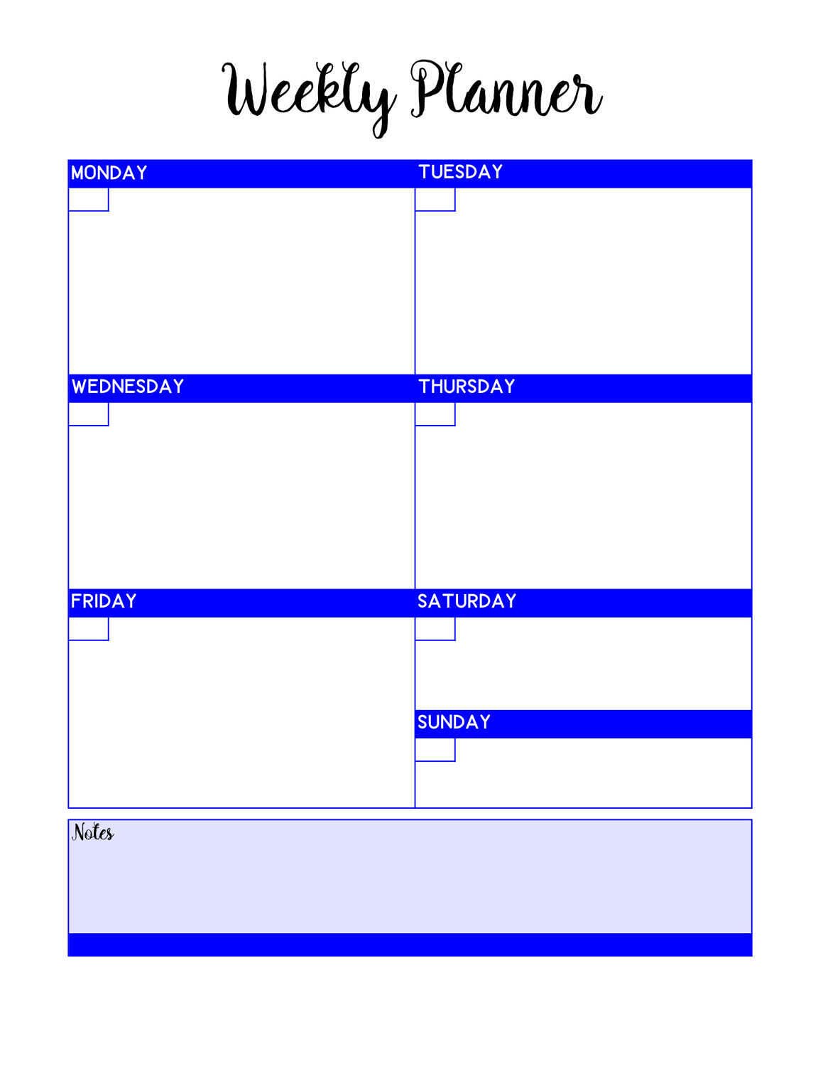 PRINTABLE Weekly Blank Planner Pages | Planning Calendar | Big Happy ...
