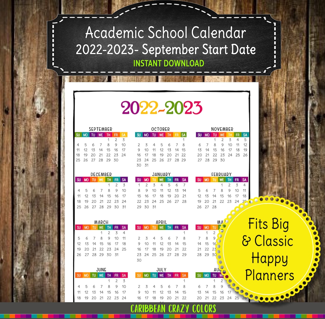 PRINTABLE School Year Calendar | at a Glance | 2022-2023 Wall Calendar ...