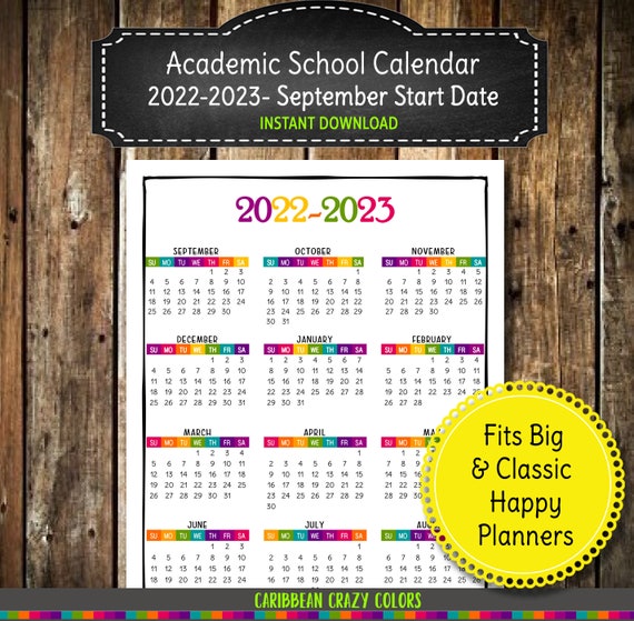 PRINTABLE School Year Calendar at a Glance 2022-2023 Wall - Etsy