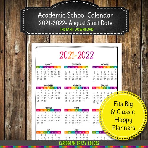 PRINTABLE School Year Calendar at a Glance 2022-2023 Wall - Etsy