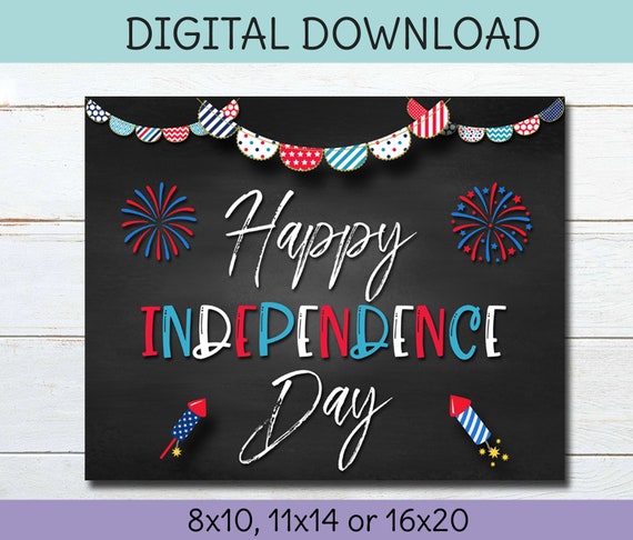 Happy Independence Day Sign 4th of July Chalkboard | Etsy