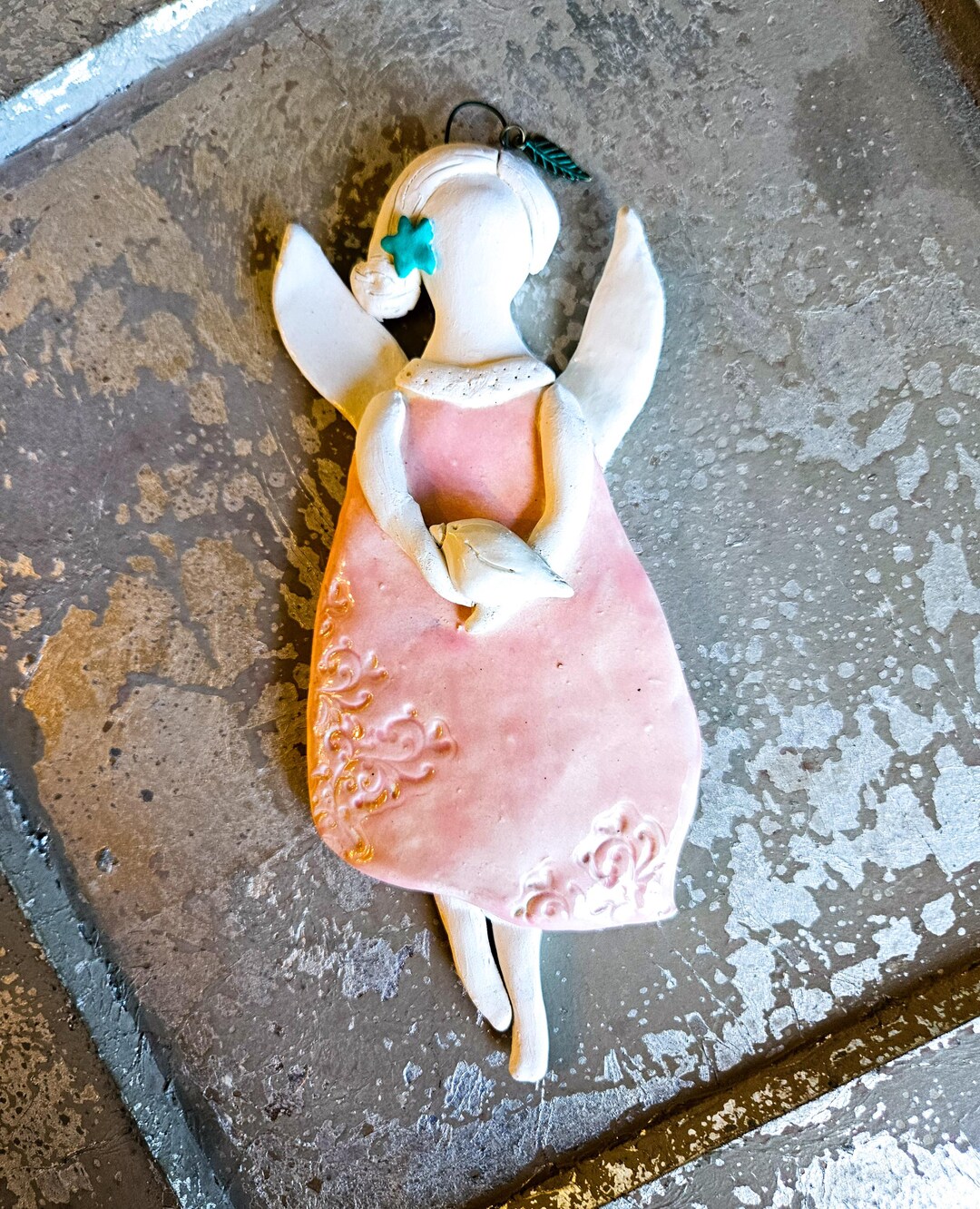 Handmade Ceramic Angel, Angel Wall Decor, Pottery Angel, Protective ...