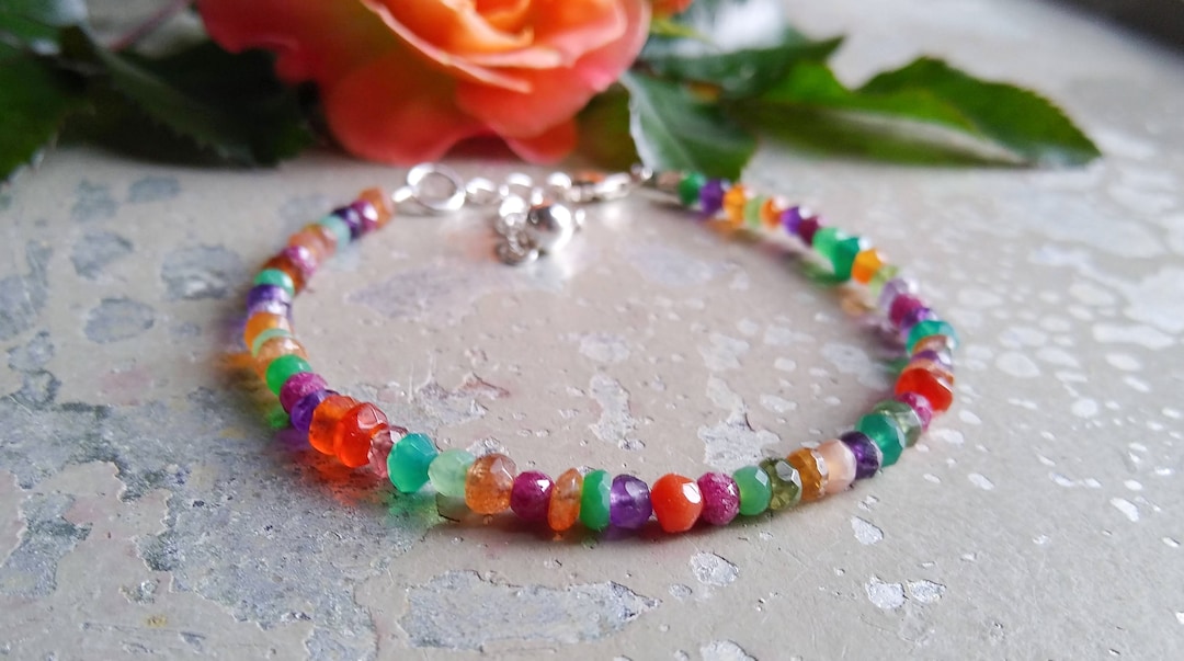 Multi Colored Bracelet, Colorful Multigem Bracelet, Rainbow Bracelet ...