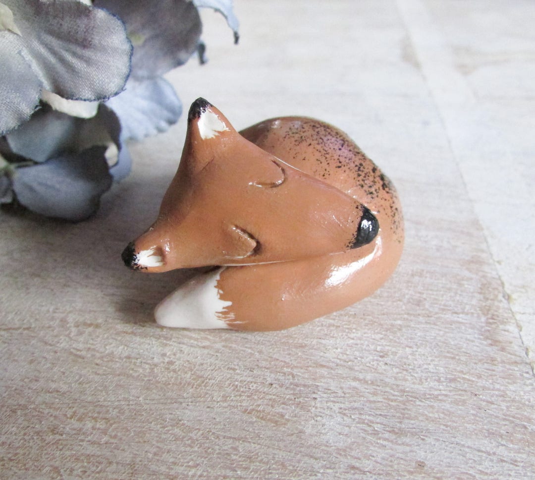 MADE TO ORDER, Polymer Clay Fox,sleeping Clay Fox, Handmade Clay Animal ...