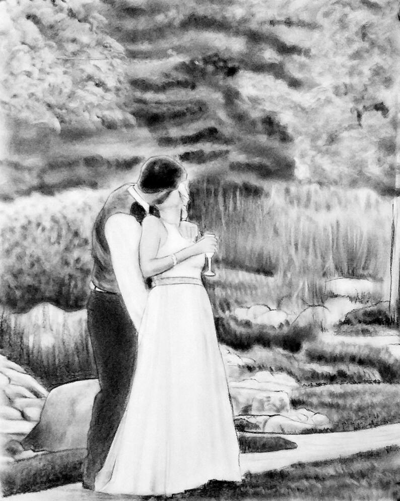 Custom couple portrait drawing Custom wedding portrait | Etsy