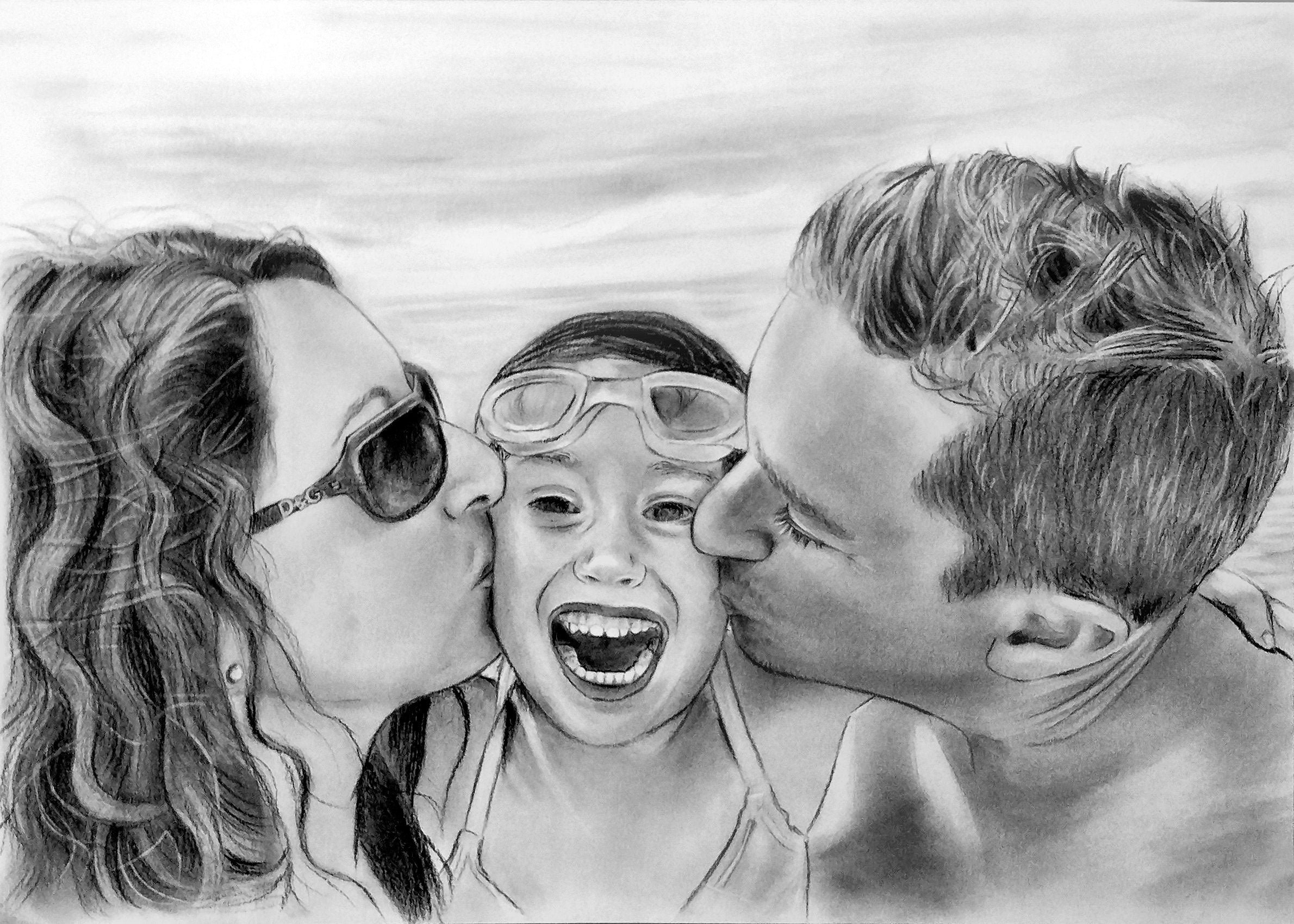 Custom Family Portrait Sketch Drawing From Photo | Etsy