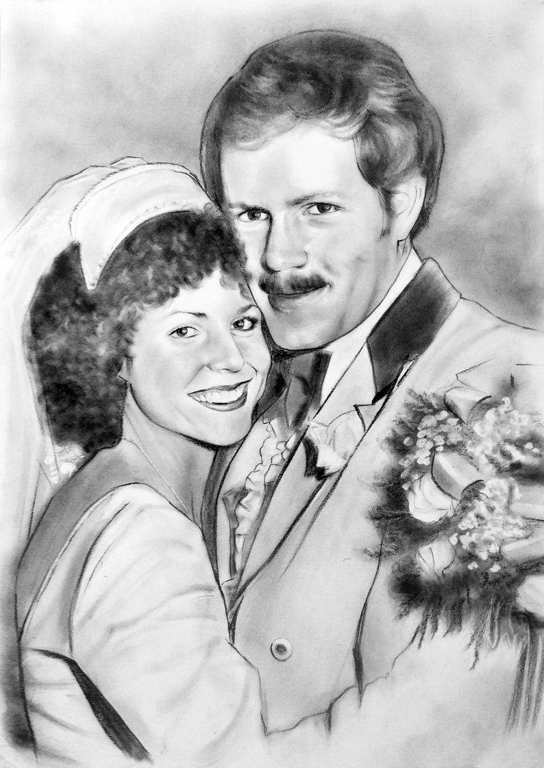 50th Anniversary Gifts for Parents Pencil Drawing From Old - Etsy