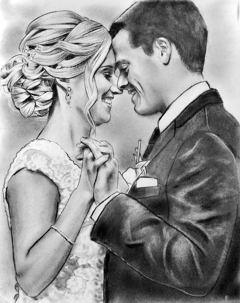 Custom Couple Portrait Drawing Custom Wedding Portrait - Etsy