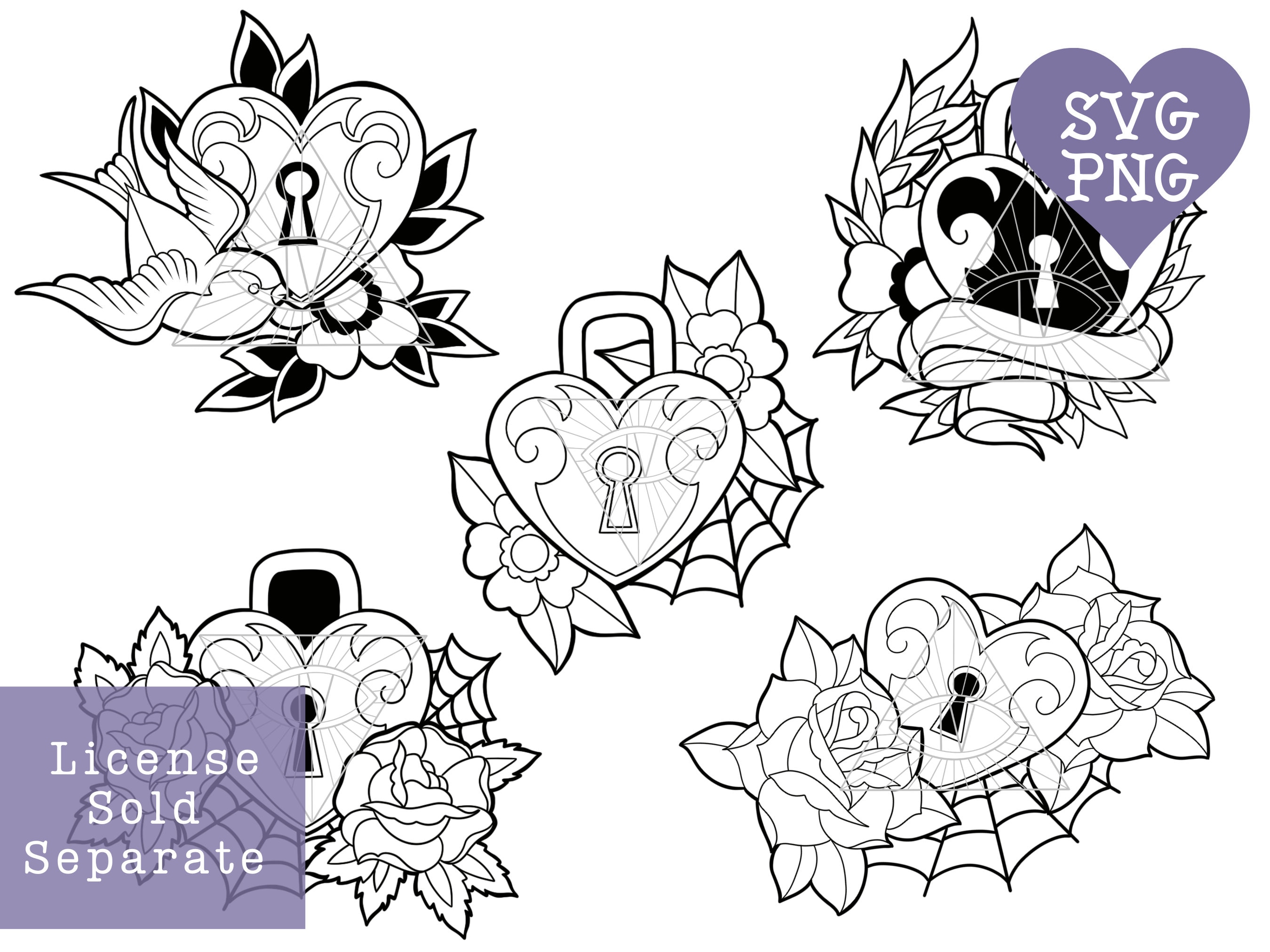 Filigree Heart Locket Tattoos