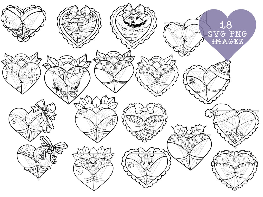 SVG PNG Booty Heart Mega Bundle: Cricut Projects Digital Download Laser ...