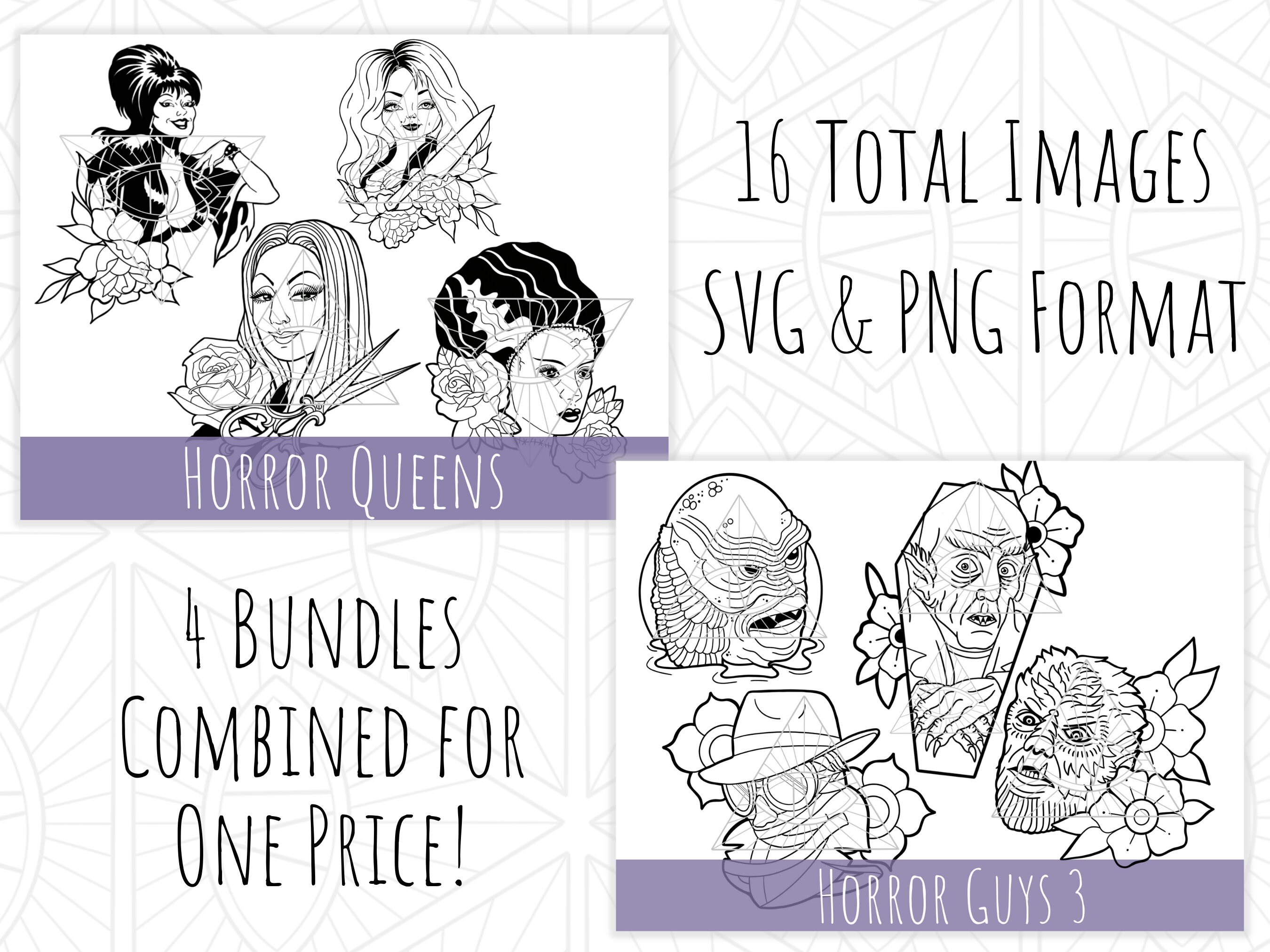 Classic Horror Tattoo SVG PNG Mega Bundle Digital Files for | Etsy UK