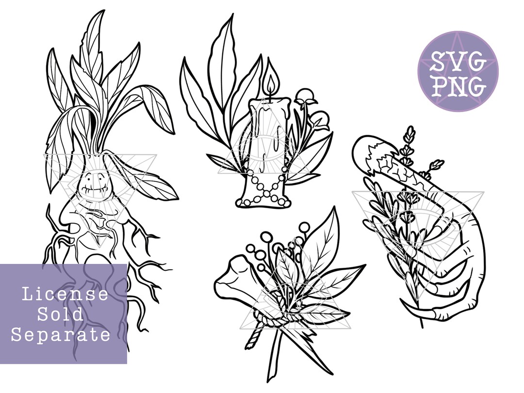 Witchy Mandrake SVG PNG Files Bundle for Laser Cutting & Engraving ...