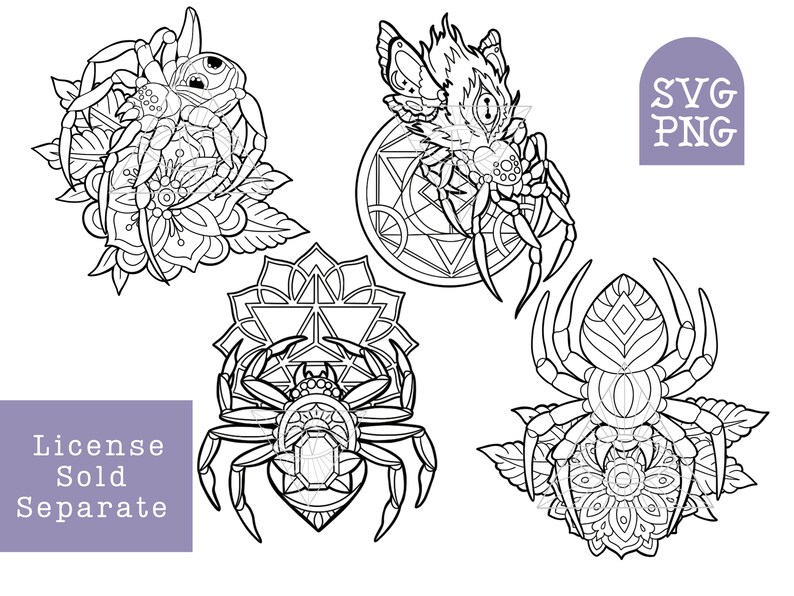 Spiders Mandala SVG PNG Files Bundle for Sublimation: Digital - Etsy