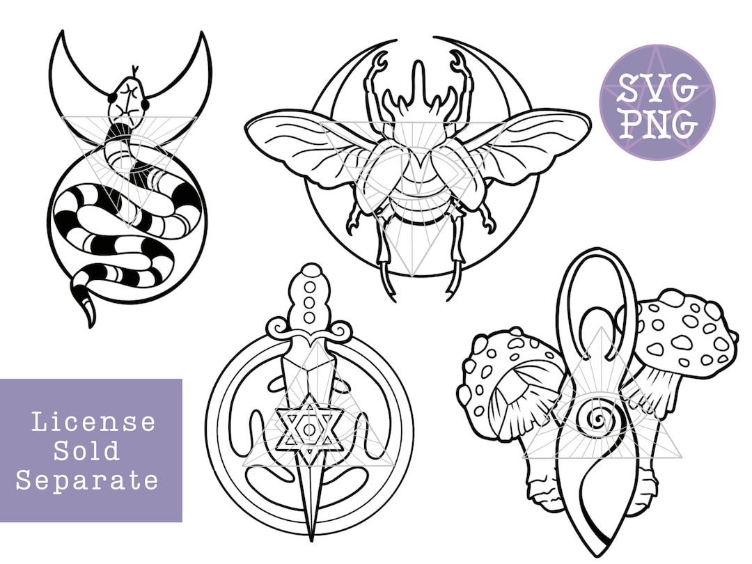 Wiccan Pagan Symbols SVG PNG Files Magical Altar Designs Digital ...