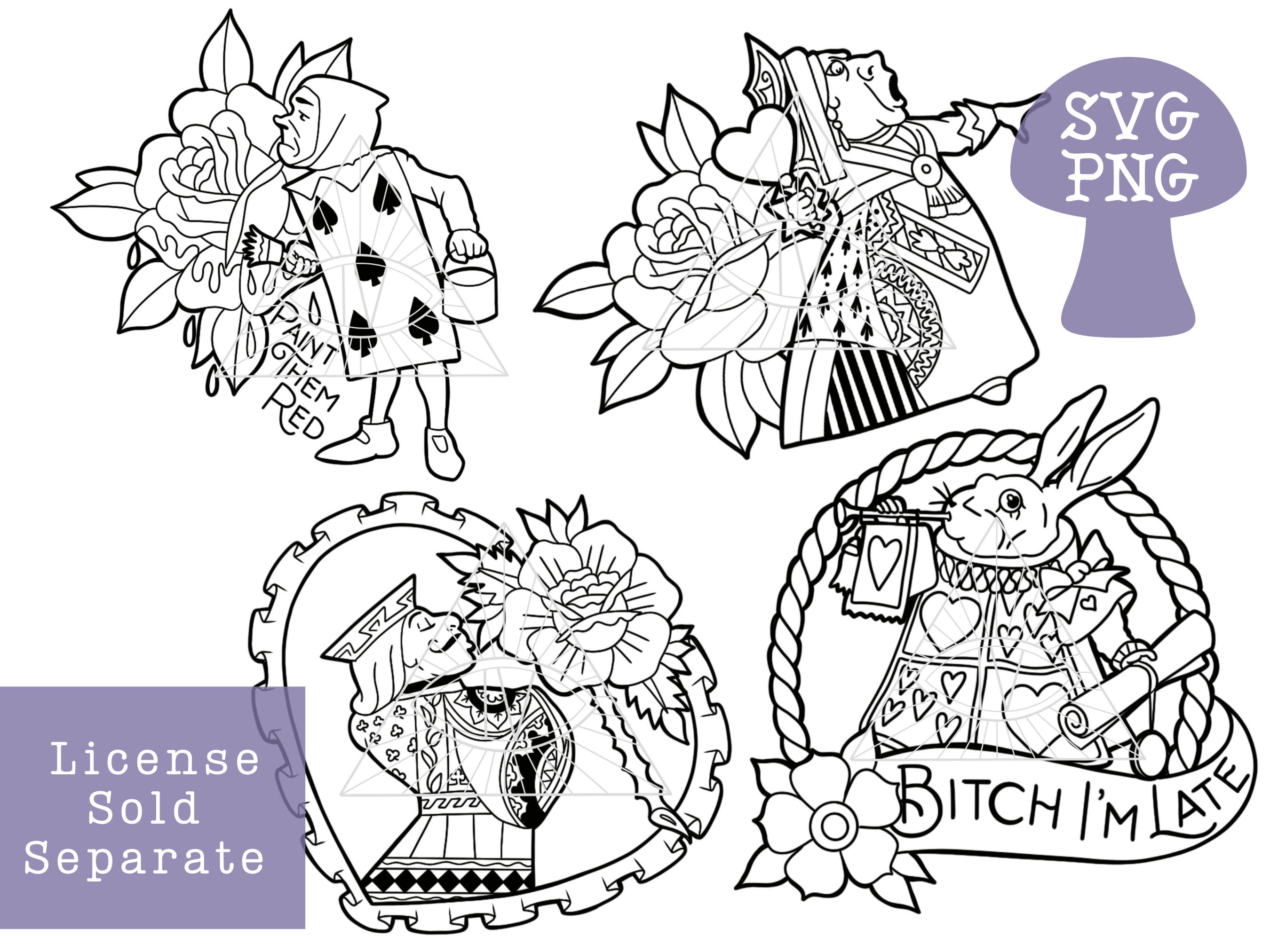 Queen of Hearts Alice in Wonderland Goth SVG Files for Laser - Etsy