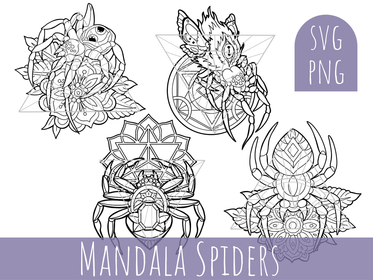 Spiders Mandala SVG PNG Files Bundle for Sublimation: Digital | Etsy