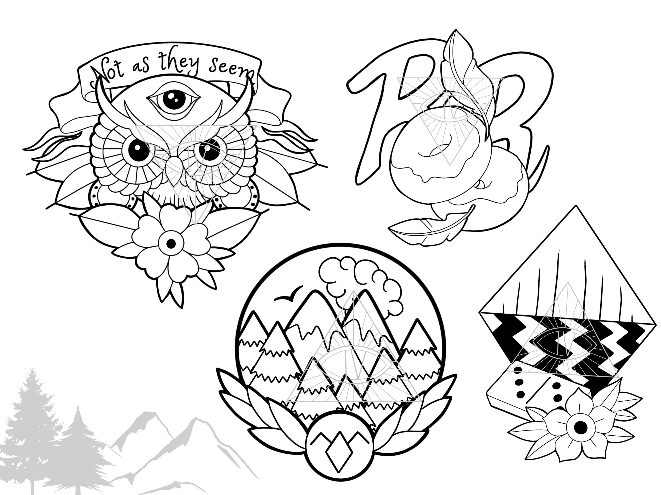Twin Peaks Tattoo Flash