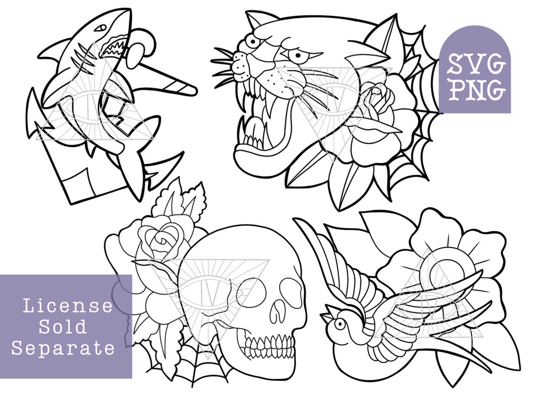 Traditional Tattoo Flash SVG PNG Laser Cut Files Digital Download ...