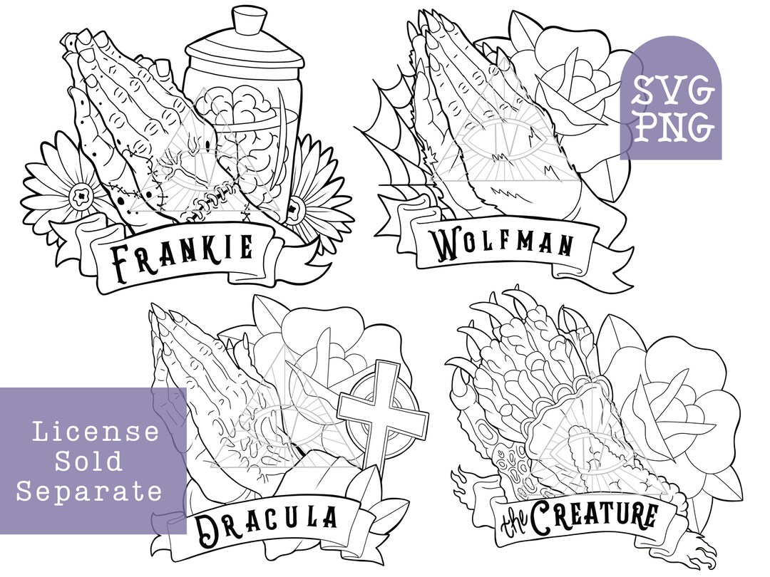 Classic Horror Tattoo Hands SVG PNG Files Bundle Laser - Etsy Canada