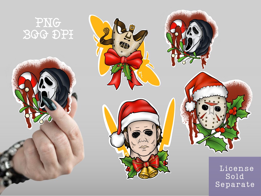 Classic Horror PNG Hand Drawn Goth Printable Stickers Bundle Digital ...