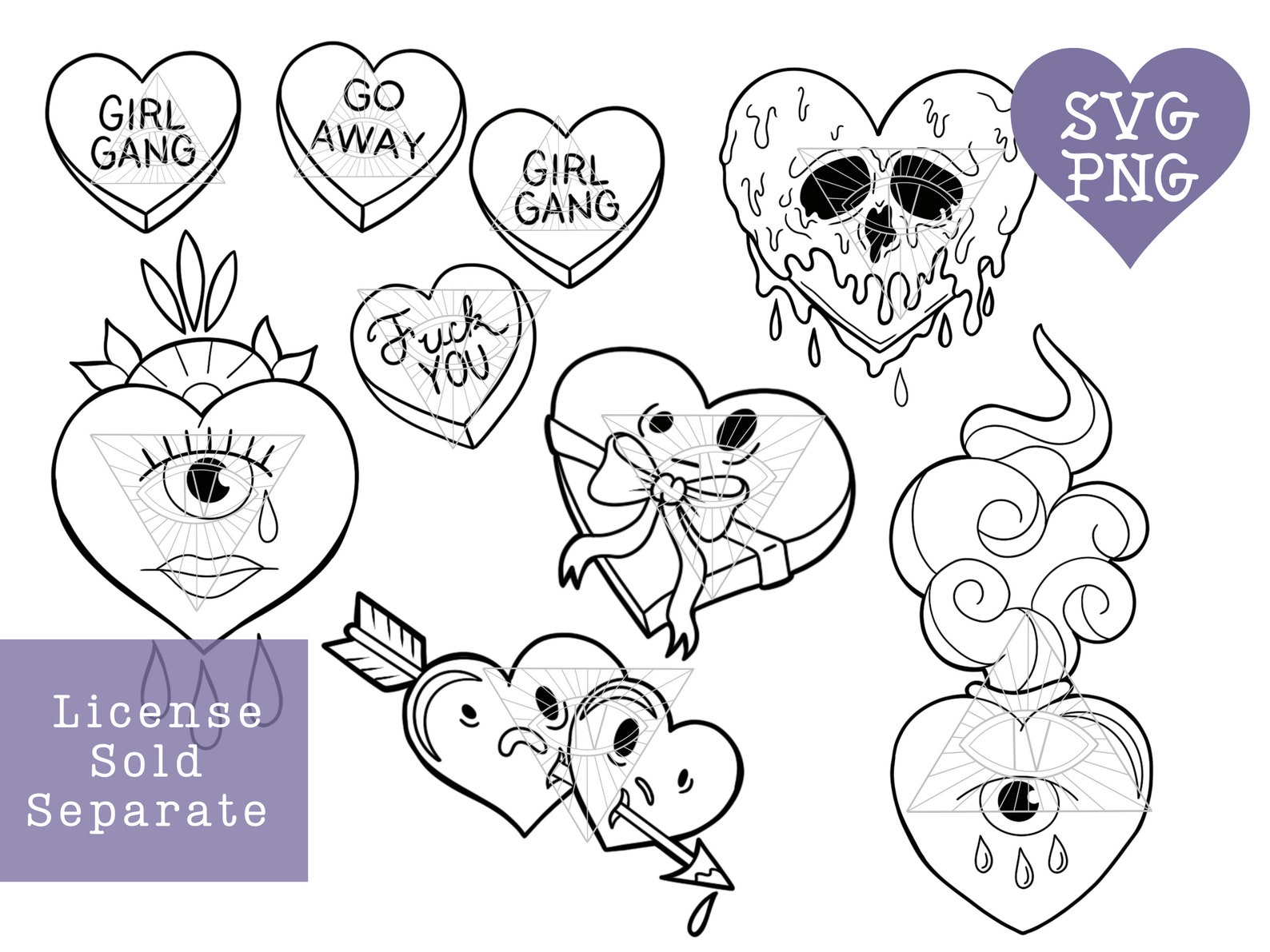 Goth Valentine Heart SVG Cricut Designs Laser Cut Files - Etsy