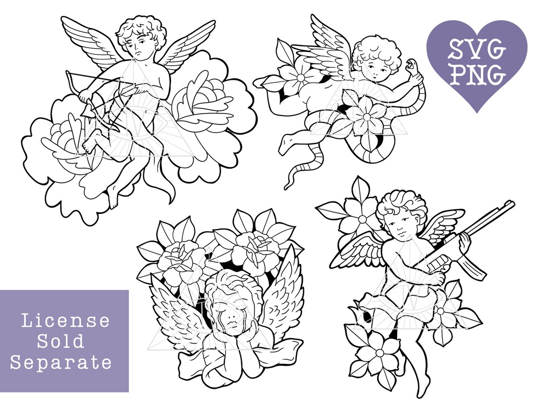 Valentine's Goth SVG Angel Cupid Bundle Digital Laser Cut - Etsy