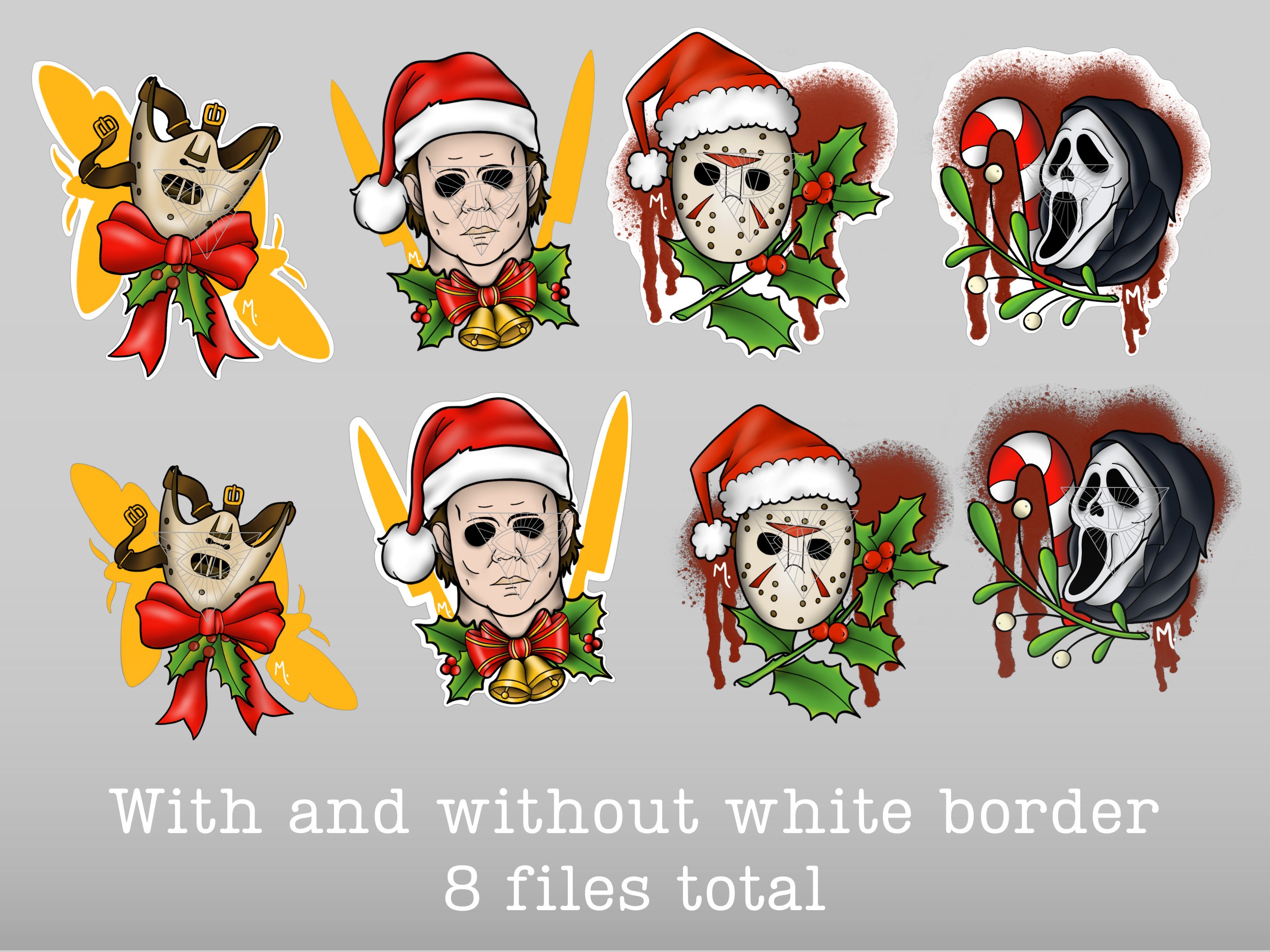 Classic Horror PNG Hand Drawn Goth Printable Stickers Bundle - Etsy