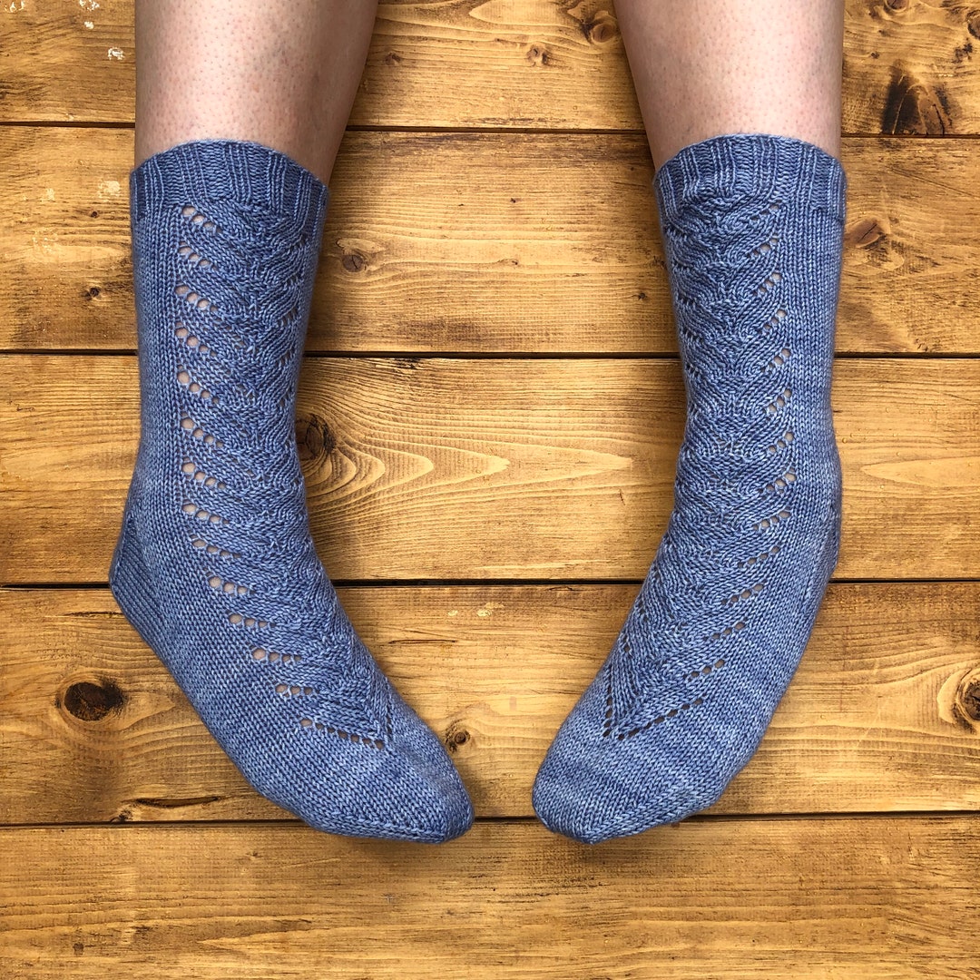 Sock Knitting Pattern PDF (coxswain Socks) *knitted Top Down, 3 Adult Sizes, Easy Lace Pattern ...
