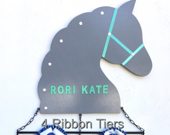 Custom Equestrian Hanging Ribbon Rack 8 ROWS holds up to | Etsy