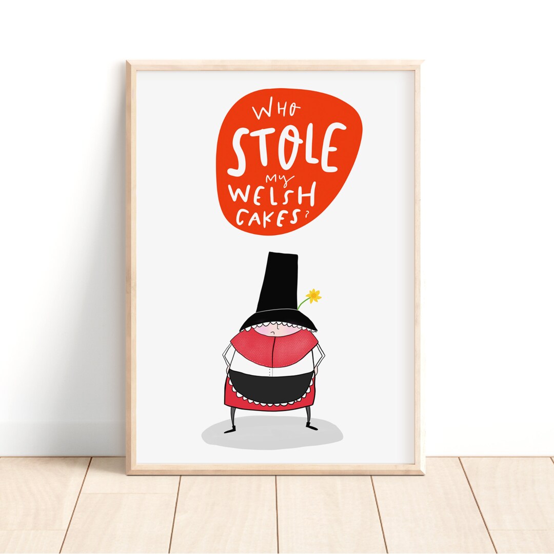 Welsh Lady Welsh Cake Print • Welsh Art • welsh Illustration - Etsy UK