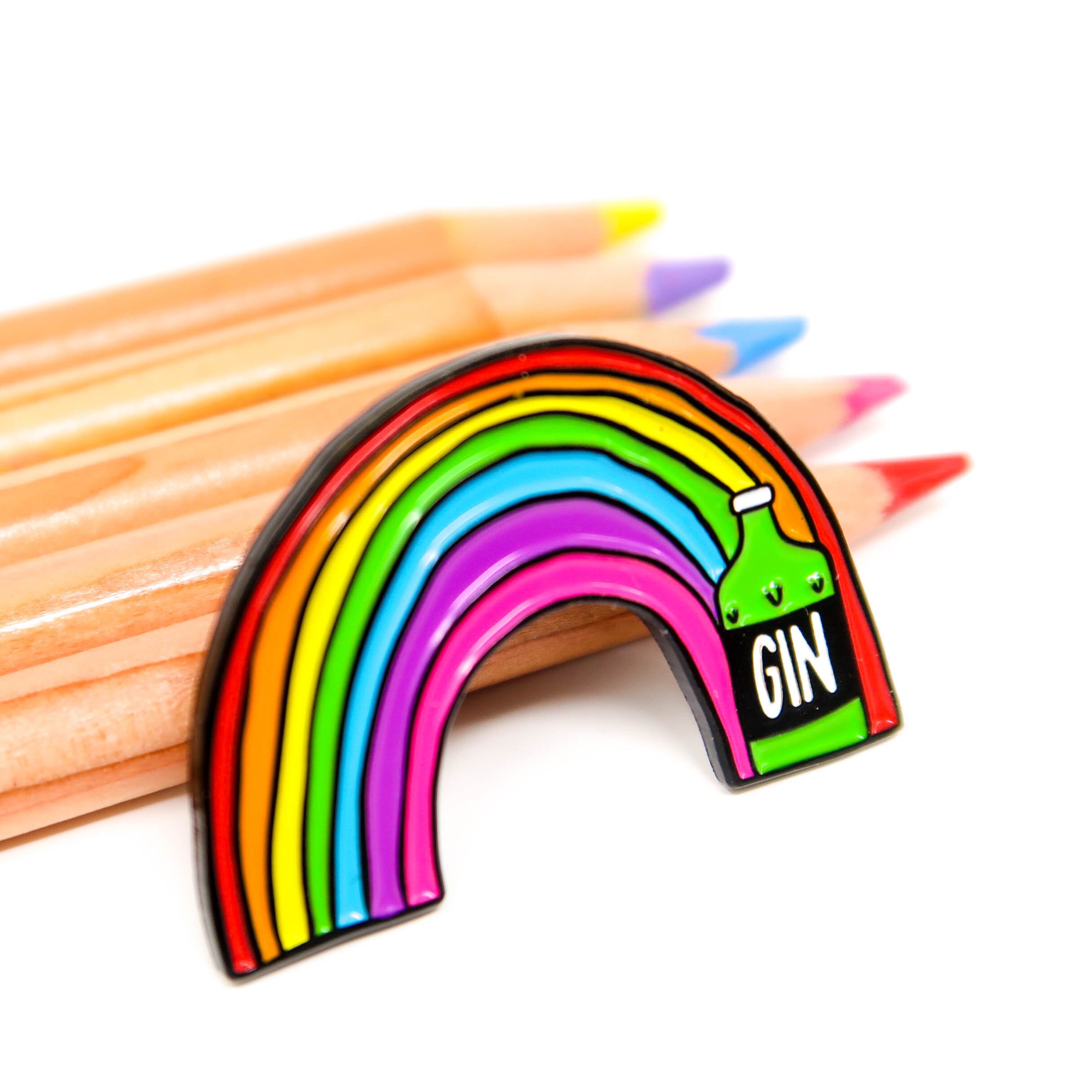Gin Enamel Pin Badge Rainbow Pin Badge Gin Pin | Etsy