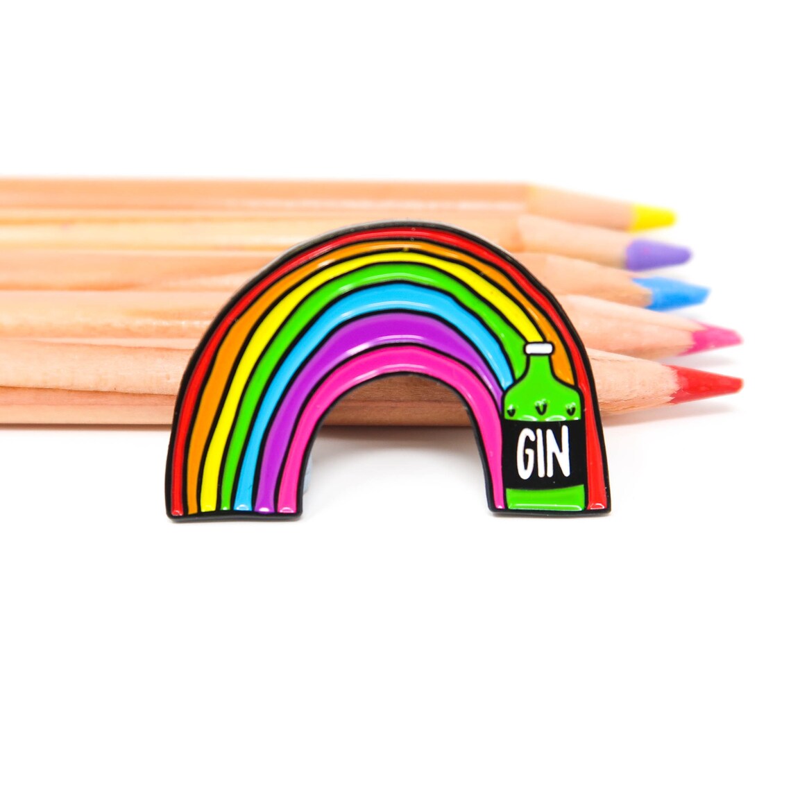 Gin Enamel Pin Badge Rainbow Pin Badge Gin Pin | Etsy